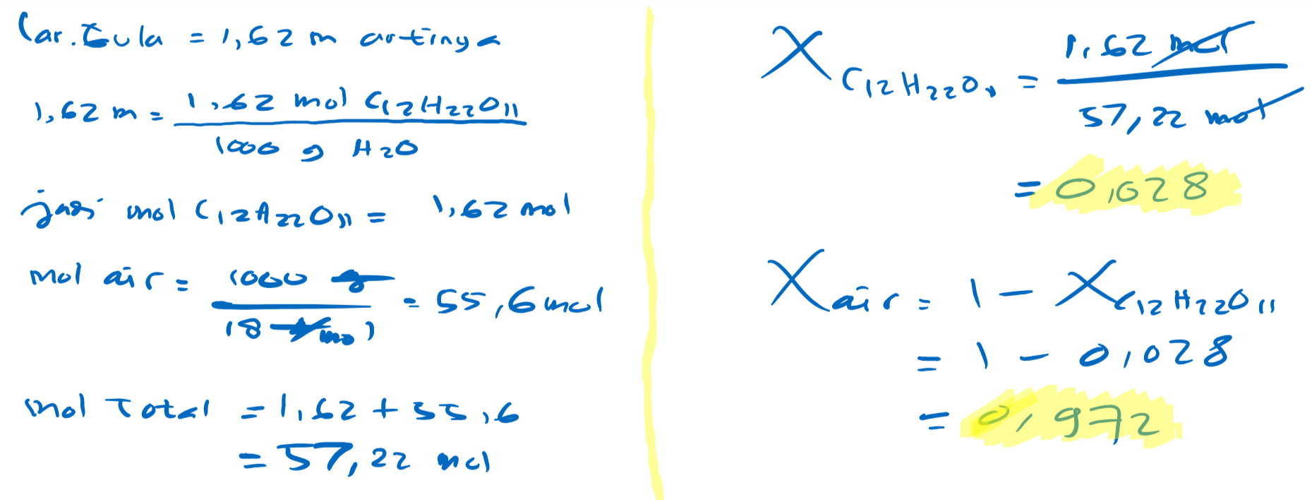 Mencari Fraksi Mol Jika Diketahui Molalitas Larutan - Les Privat Kimia ...